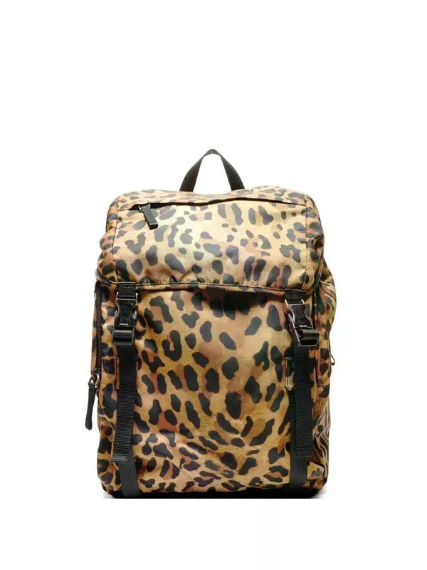 Prada 1990-2010s Leopard-pattern Backpack - Neutrals