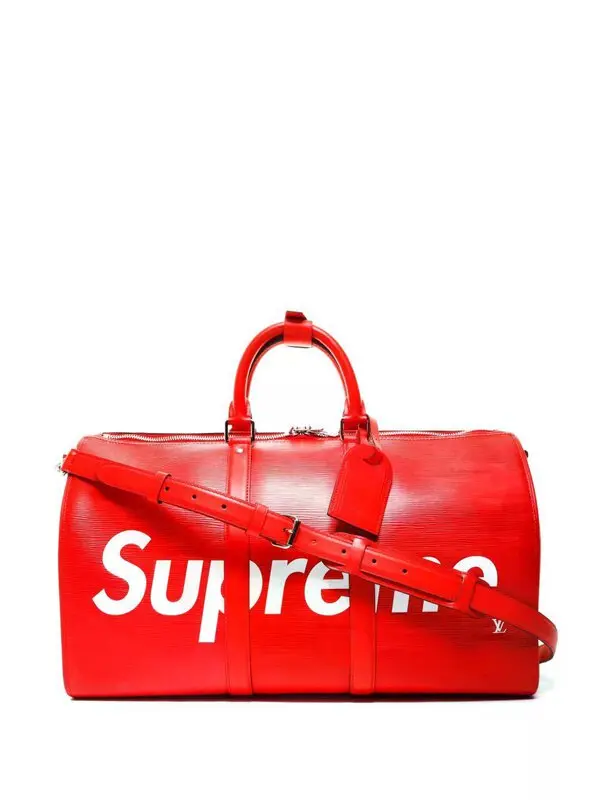 LOUIS VUITTON 2017 X Supreme Leather Top Handle Tote Bag - Red