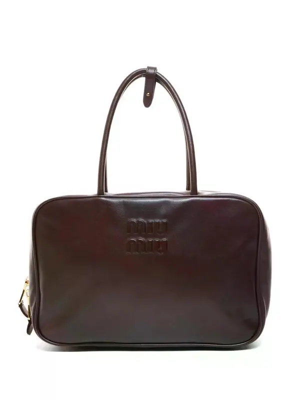 Miu Miu 2020 Logo Leather Bowling Bag