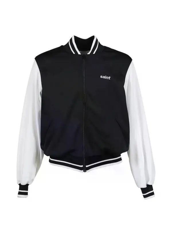 SAINT MXXXXXX Rib-knit Baseball Jacket - Black