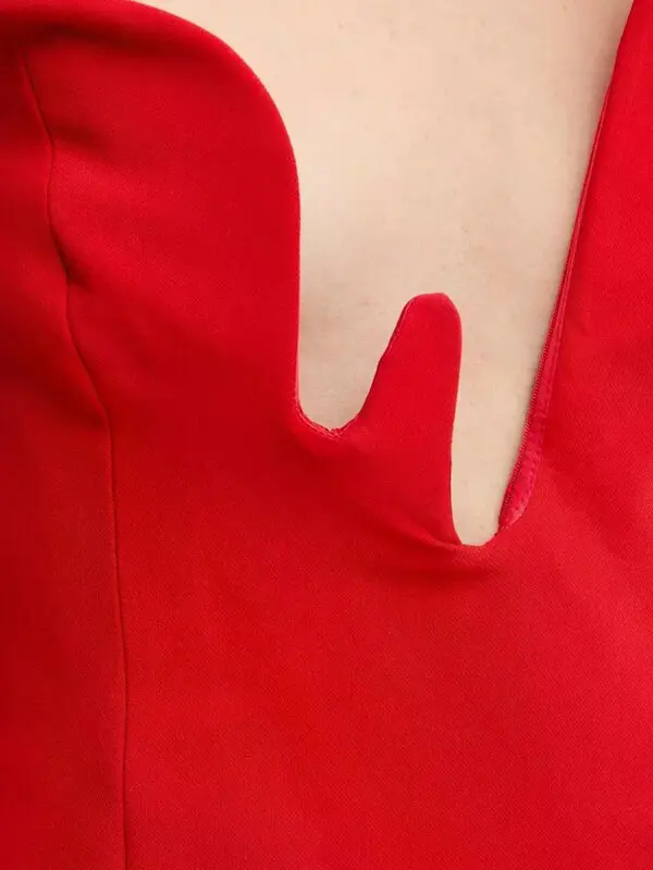 Bardot Rosalyn Strapless V-neck Midi Dress - Red