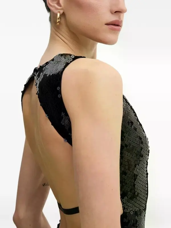 Bardot Portia Sequin Open Back Dress - Black