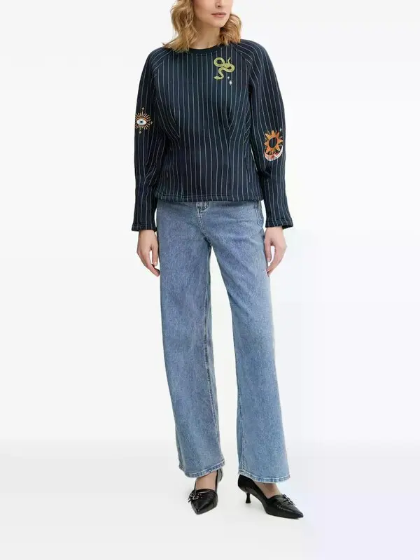NEVER FULLY DRESSED Striped Embellished Sweatshirt