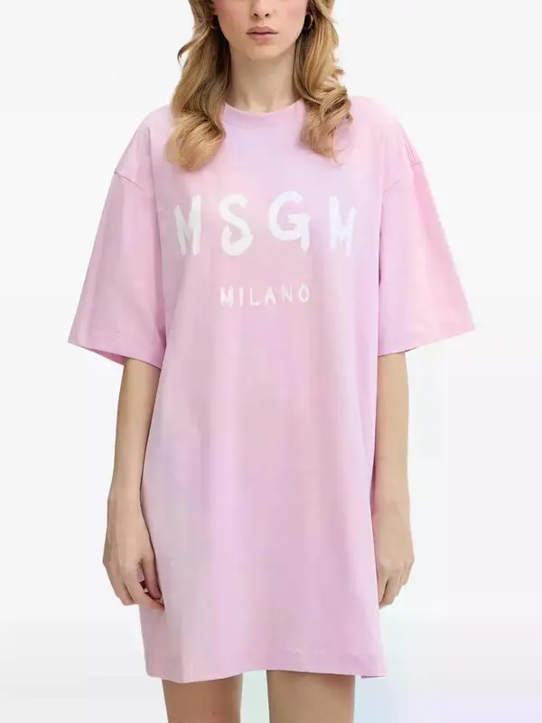 MSGM Logo-detail Mini Dress - Pink