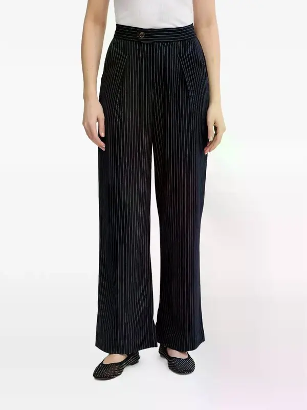 NEVER FULLY DRESSED Pinstripe Button Trousers - Blue