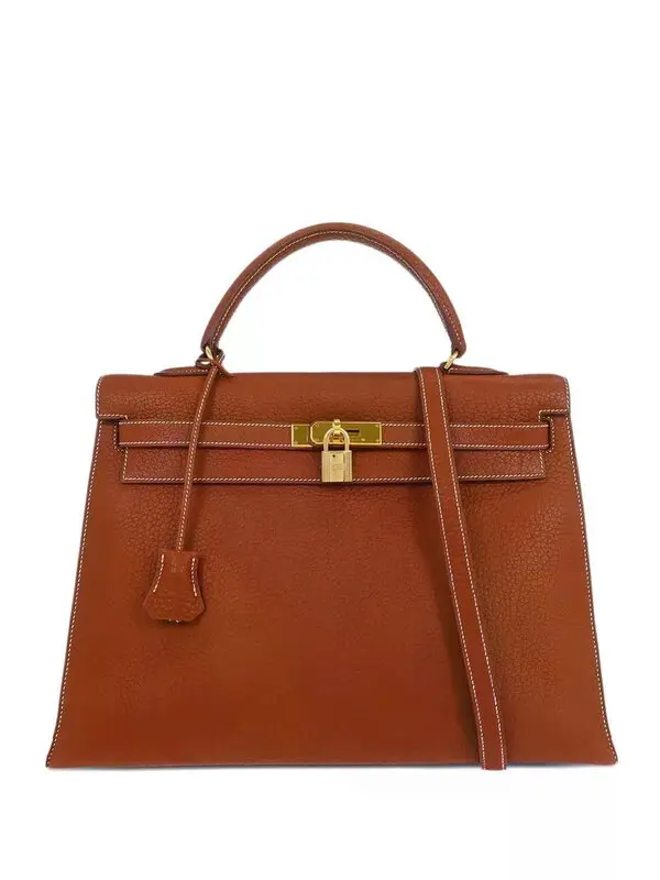 Hermès 2000s 35 Kelly Sellier Togo Two-way Tote Bag - Brown