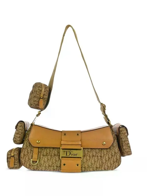 Dior 2002 Trotter Canvas Shoulder Bag - Brown