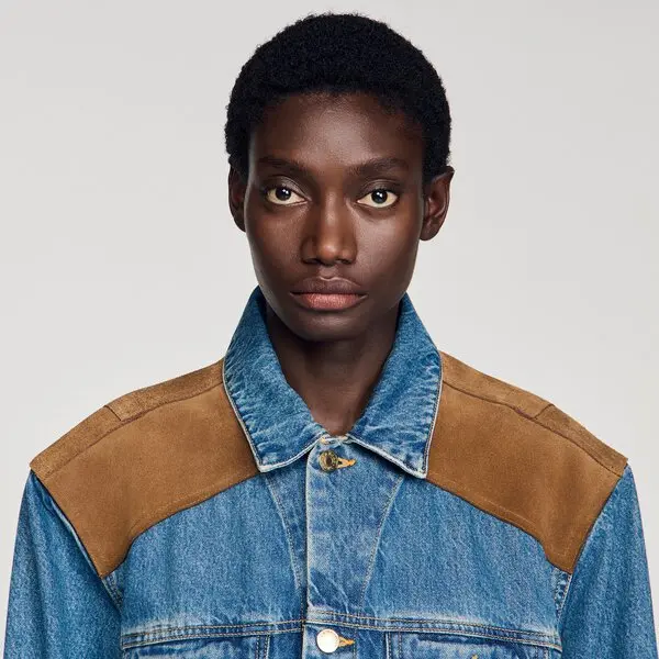 Sandro Denim And Suede Jacket