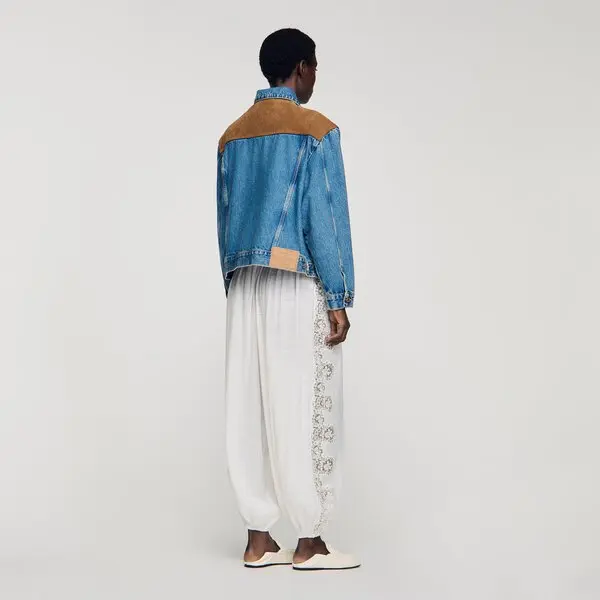 Sandro Denim And Suede Jacket
