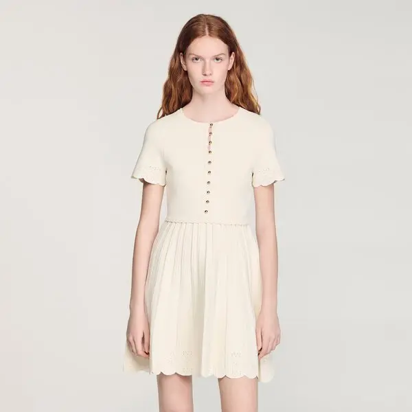 Sandro Pointelle Knit Mini Dress