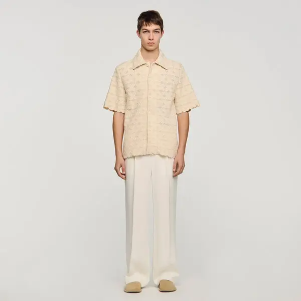 Sandro Cotton Broderie Anglaise Shirt - Ecru