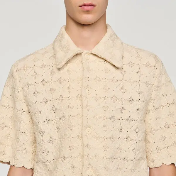 Sandro Cotton Broderie Anglaise Shirt - Ecru