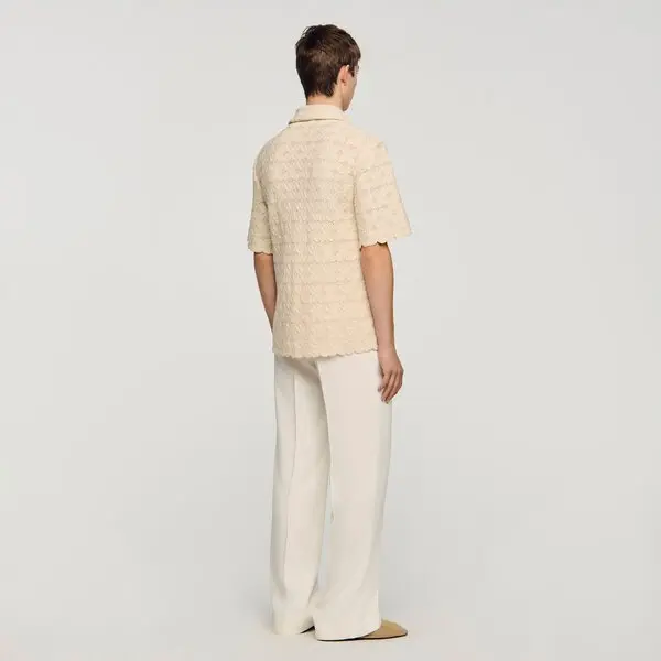 Sandro Cotton Broderie Anglaise Shirt - Ecru