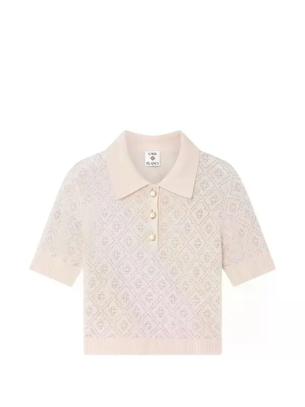 Casablanca Monogram-studded Polo Top - Pink