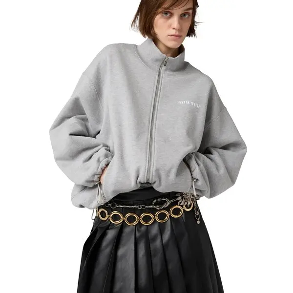 Miu Miu Cotton Fleece Zipper Sweatshirt
