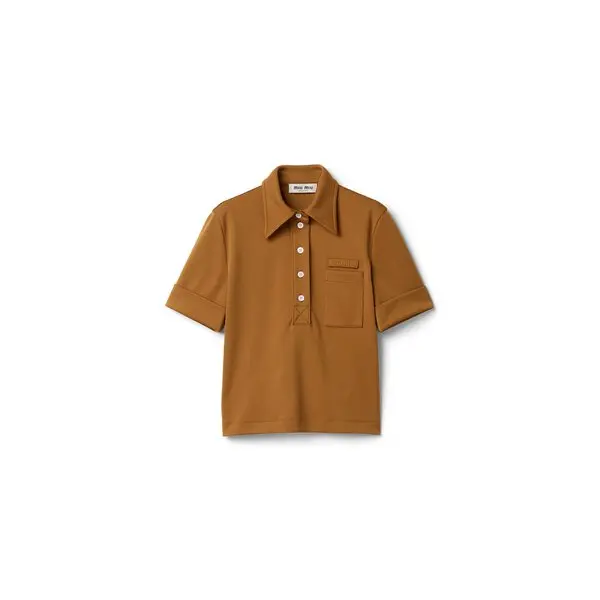 Miu Miu Technical Jersey Polo Shirt - Cinnamon
