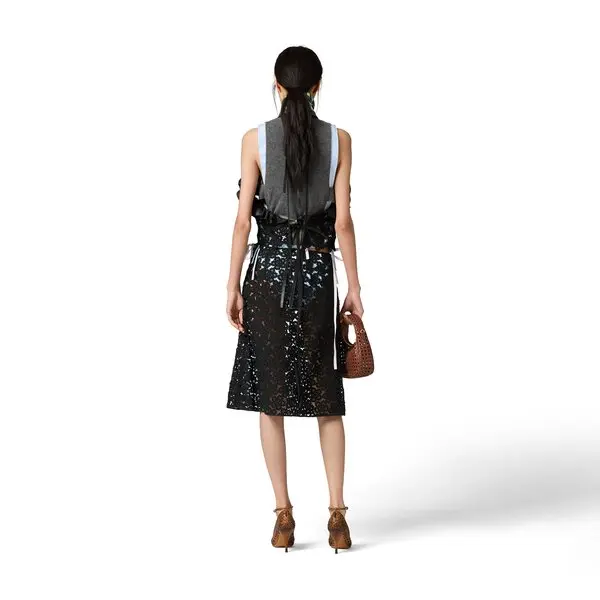 Miu Miu Flared Macramé Skirt - Black
