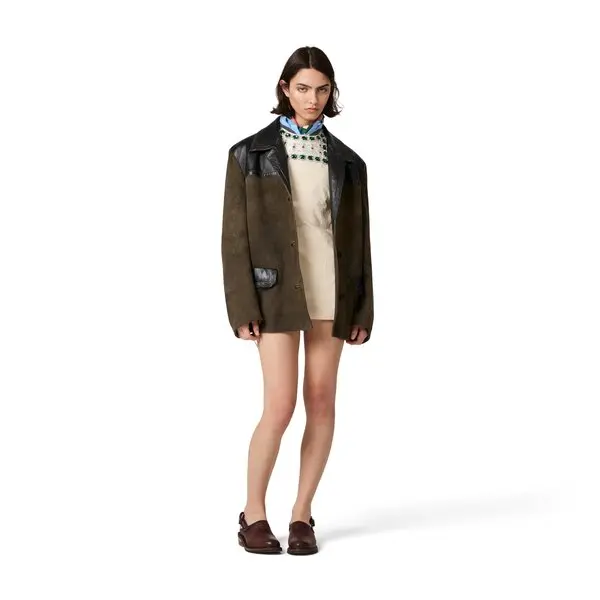 Miu Miu Suede Jacket - Mud