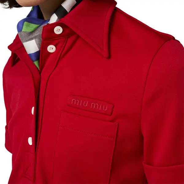 Miu Miu Technical Jersey Polo Shirt - Ruby Red