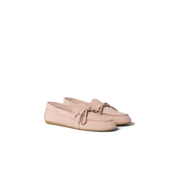 Miu Miu Suede Deck Loafers - Peach