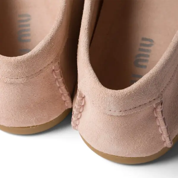Miu Miu Suede Deck Loafers - Peach