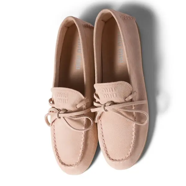 Miu Miu Suede Deck Loafers - Peach