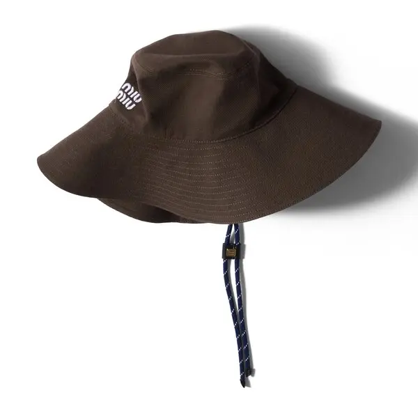 Miu Miu Denim Bucket Hat - Dark Brown/iris