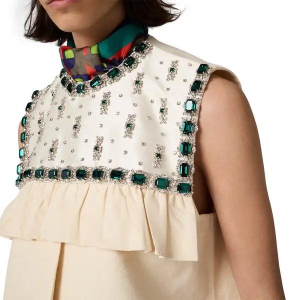 Miu Miu Embroidered Canvas Mini Dress