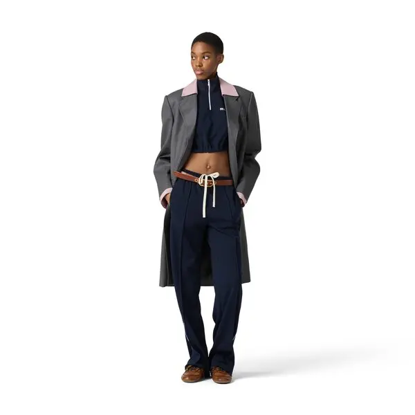 Miu Miu Technical Jersey Cropped Top - Navy