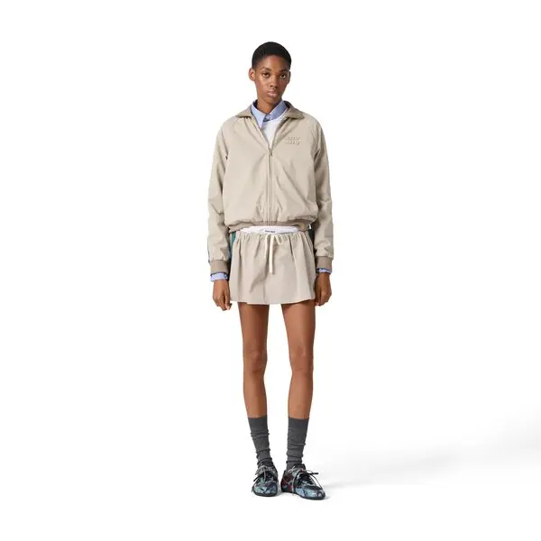 Miu Miu Washed Twill Blouson Jacket - Khaki/green