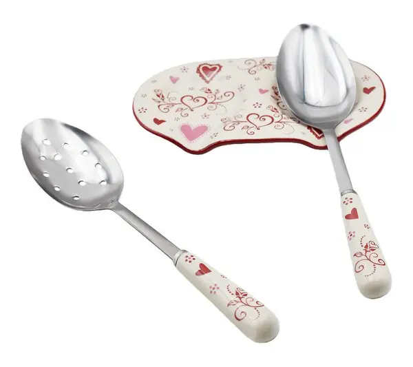 TEMP-TATIONS As Is Double Spoon Rest With Two Serving Spoons - One-color