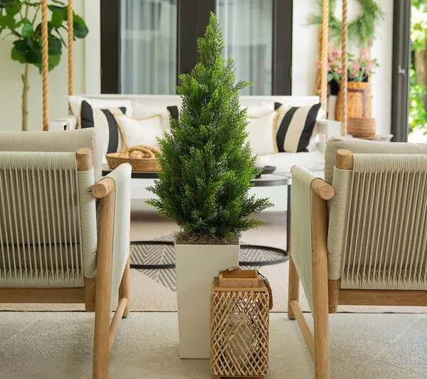 NEARLY NATURAL 3-ft Uv Resistant Cedar Tree In White Planter - One-color