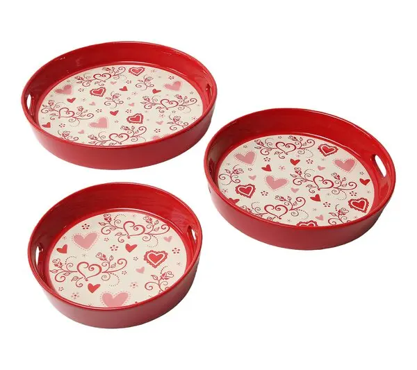 TEMP-TATIONS As Is Seasonal Set Of Round Nesting Platter - One-color