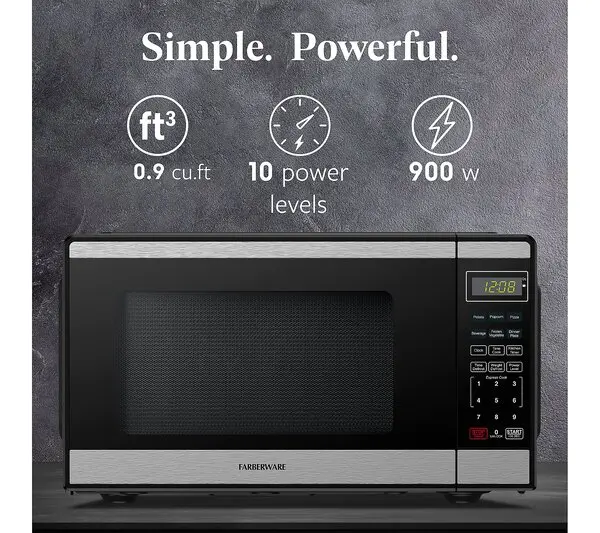 FARBERWARE 0.9 Cu. Ft. Black & Stainless Steel Microwave