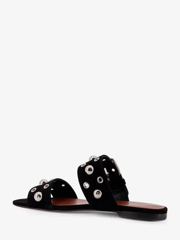 Valentino Garavani Suede Slides With Metal Vlogo - Black