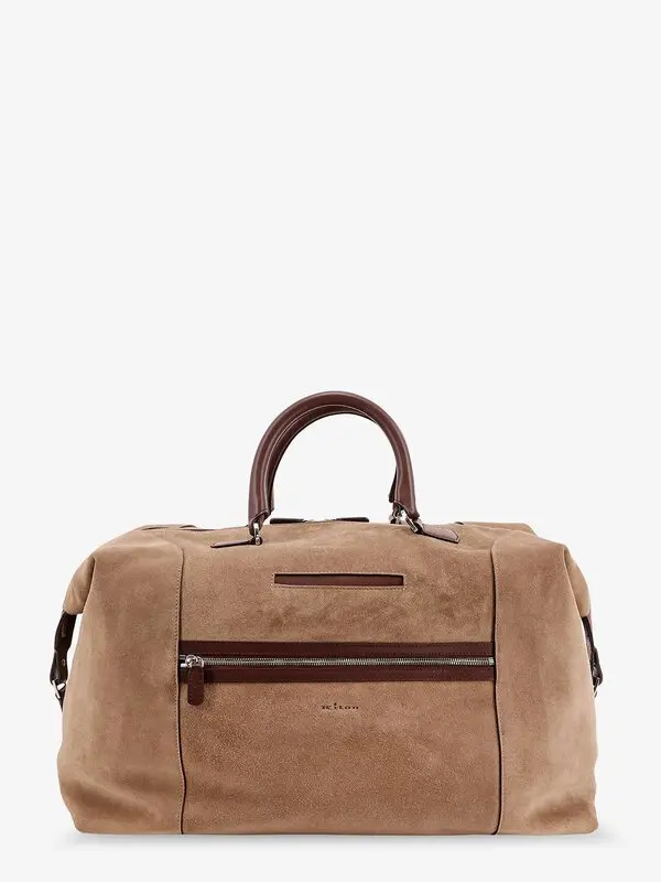 Kiton Suede Weekend Travel Bag - Beige