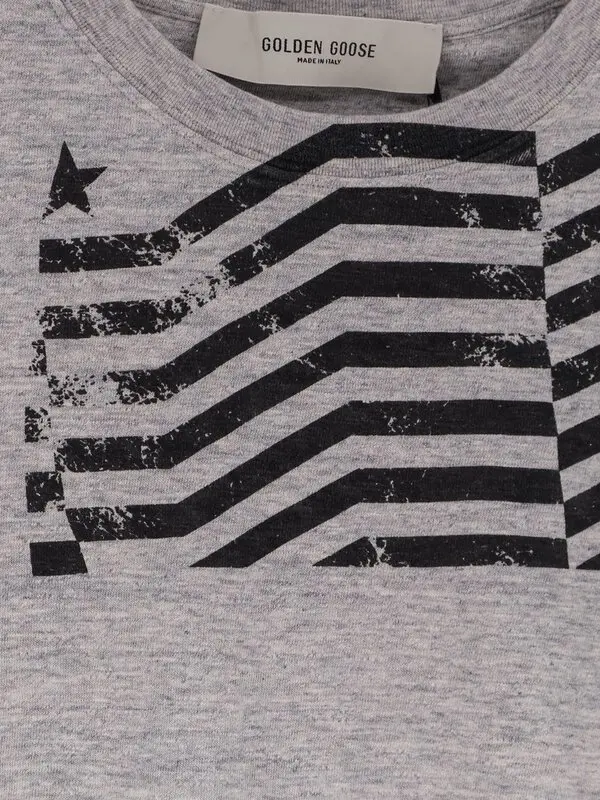 GOLDEN GOOSE Cotton Tshirt With Flag Print On The Front