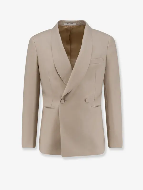 Tagliatore Merrill Virgin Wool Tuxedo Blazer - Beige