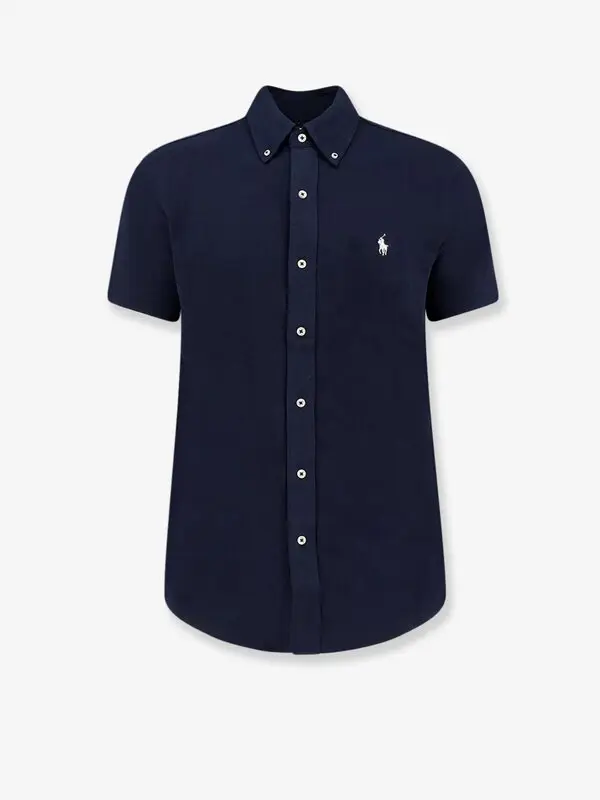 Polo Ralph Lauren Cotton Shirt With Front Embroidered Logo - Blue
