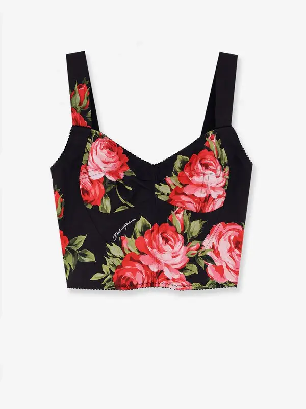 Dolce & Gabbana Cotton Blend Bustier Top - Black