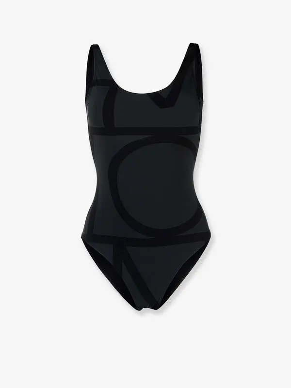 TOTEME Monogram Recycled Nylon Blend One-piece Swimsuit - Black