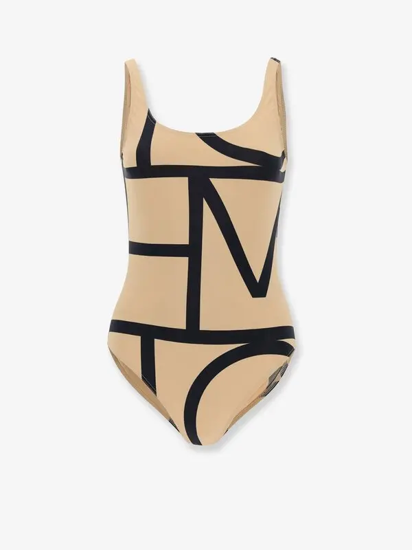 TOTEME Monogram Recycled Nylon Blend One-piece Swimsuit - Beige