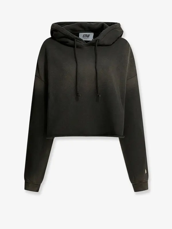 GOLDEN GOOSE Melange Cotton Oversized Cropped Sweatshirt - Grey