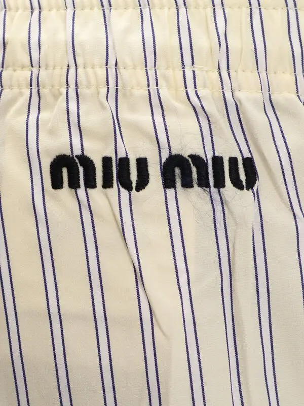 Miu Miu Striped Cotton Pajama Pants - Beige