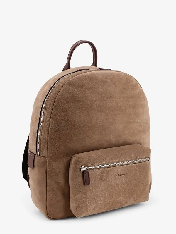Kiton Suede Backpack With Logo