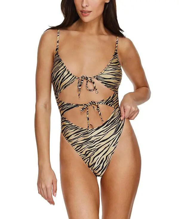 GOTTEX Wild One Cut Out Halter One Piece - Safari