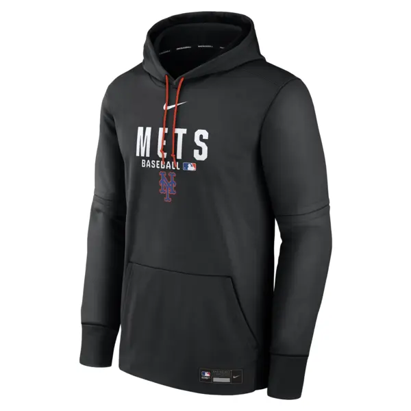 Nike New York Mets Authentic Collection Therma Mlb Pullover Hoodie - Black