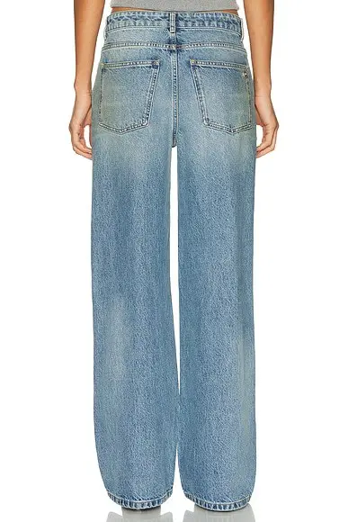 AREA Crystal Fray Wide Leg Jeans