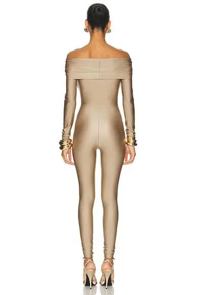 Andamane Kendall Off-shoulder Jumpsuit - Light Greige