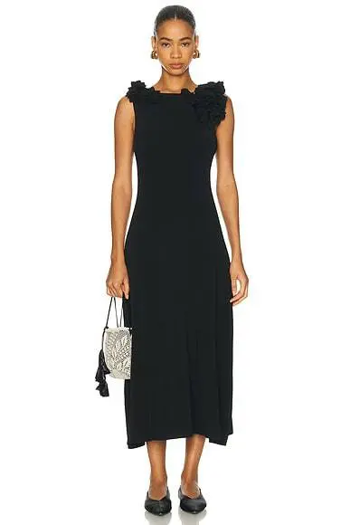 Altuzarra Woolfe Dress With 3d Floral Appliques